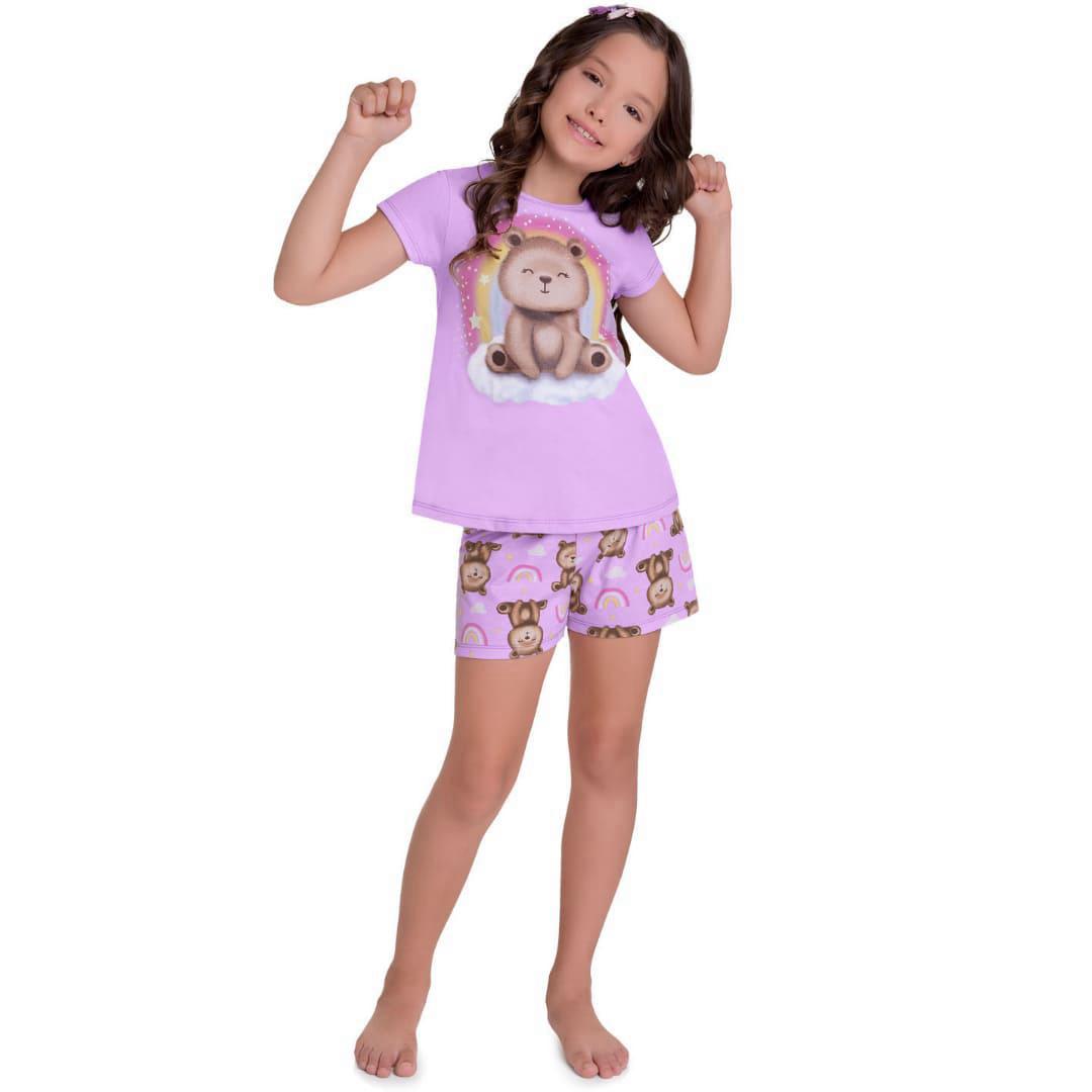 Pijama Infantil Menina Verão Brilha No Escuro Ursa 2 Peças Tam 4 A 14 Kyly 6