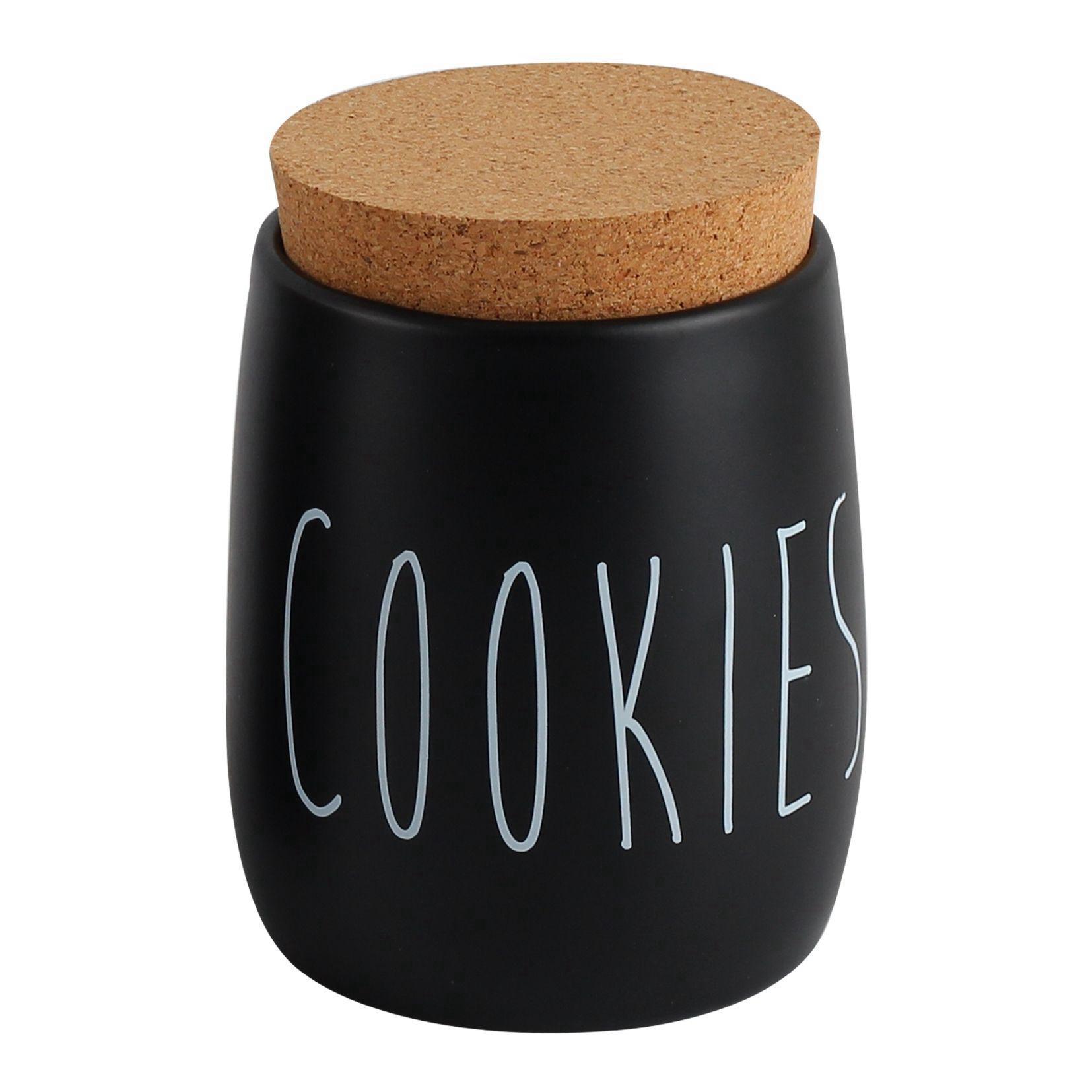 Lata Porta Mantimentos Oak Biscoito Preta 850ml - Yoi - Camicado