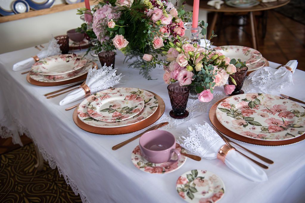 JOGO DE SOBREMESA ENCANTO FLOR ALLEANZA C/6 PRATOS 1º LINHA - Camicado