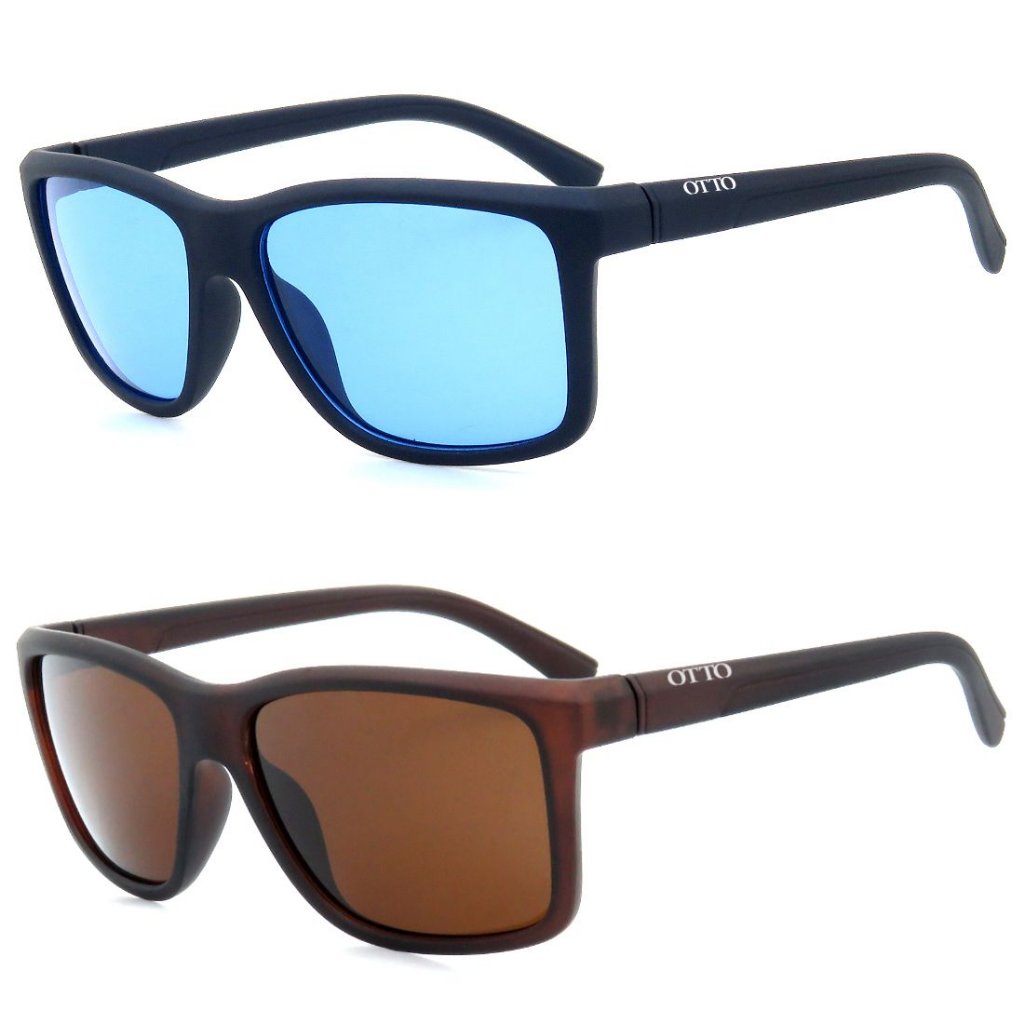 Kit 2 Óculos de Sol OTTO em Grilamid® TR-90 Quadrado Azul e Marrom ...
